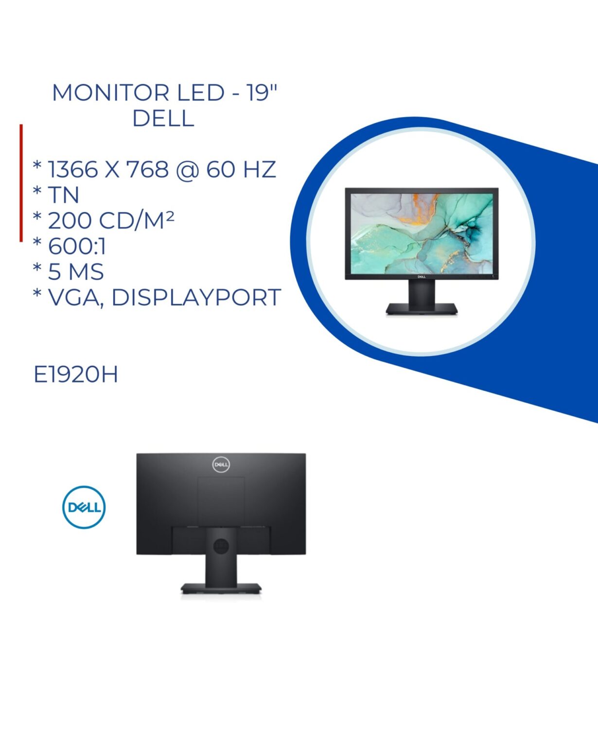 Monitor LED – 19″ – Dell | TOP Tecnología y Accesorios